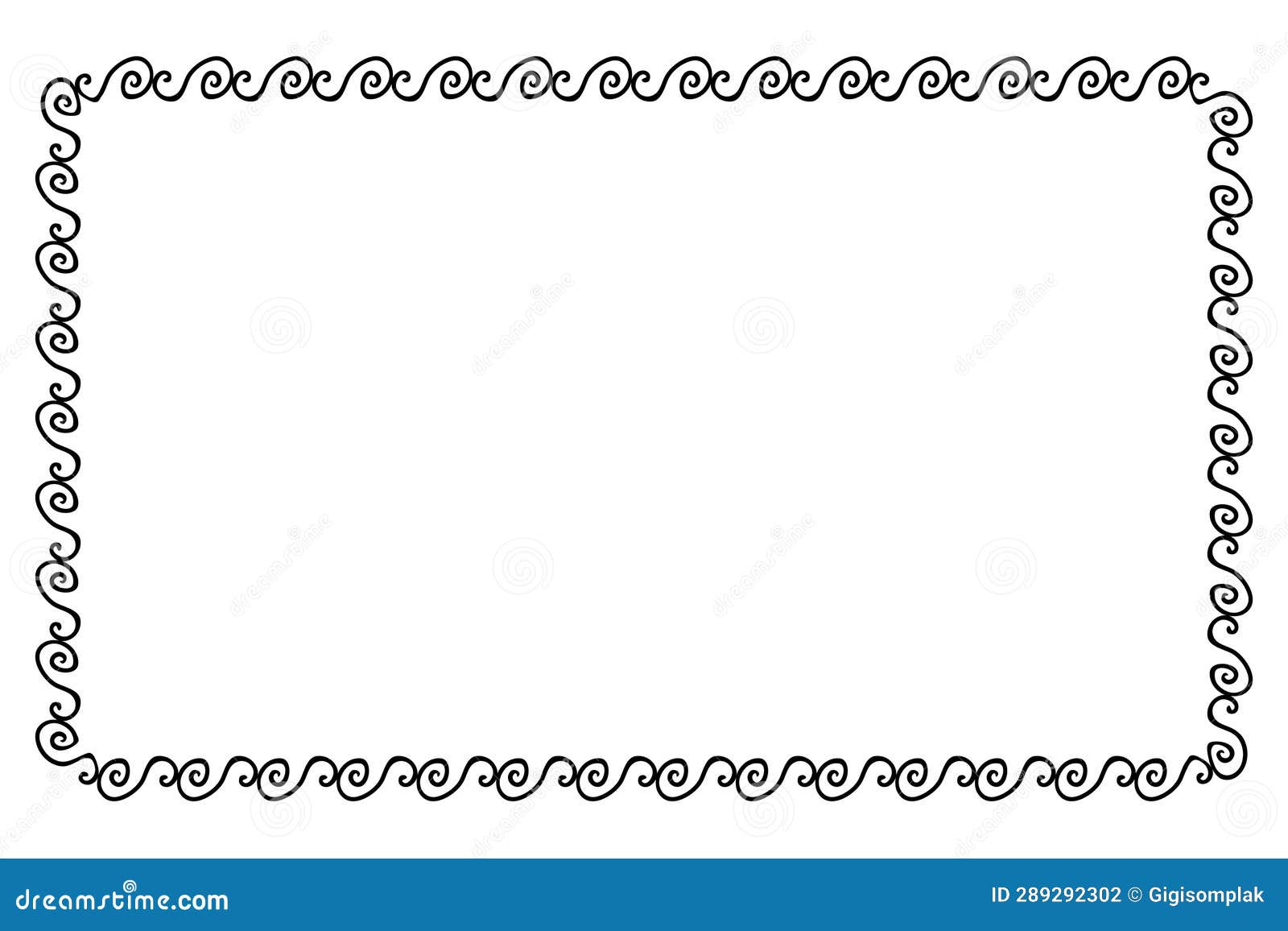 Simple Seamless Vector Rectangle Hand Draw Sketch Floral Border Stock ...