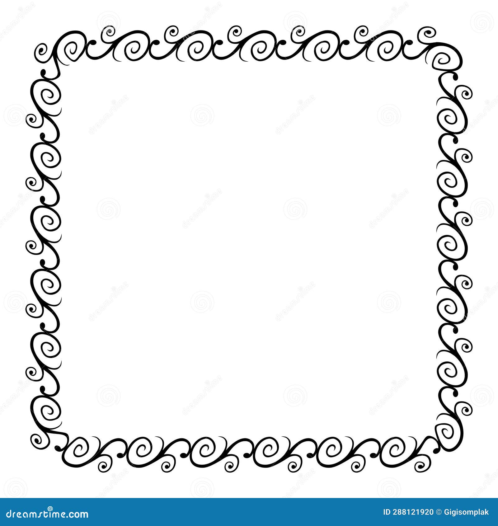 Simple Seamless Vector Square Hand Draw Sketch Floral Border Stock ...