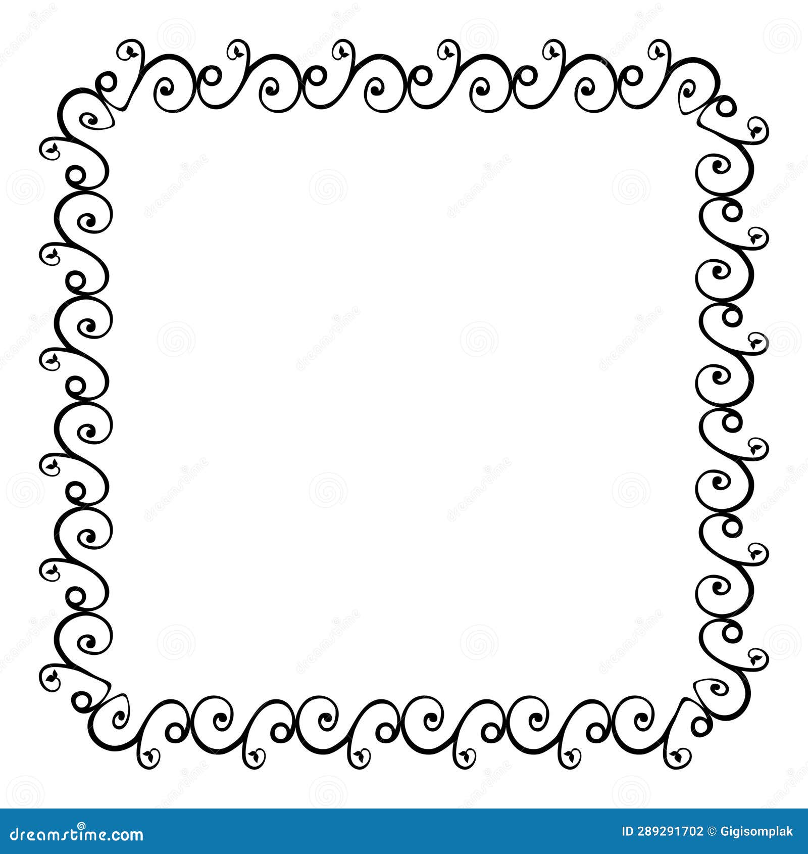 Simple Seamless Vector Square Hand Draw Sketch Floral Border Stock ...