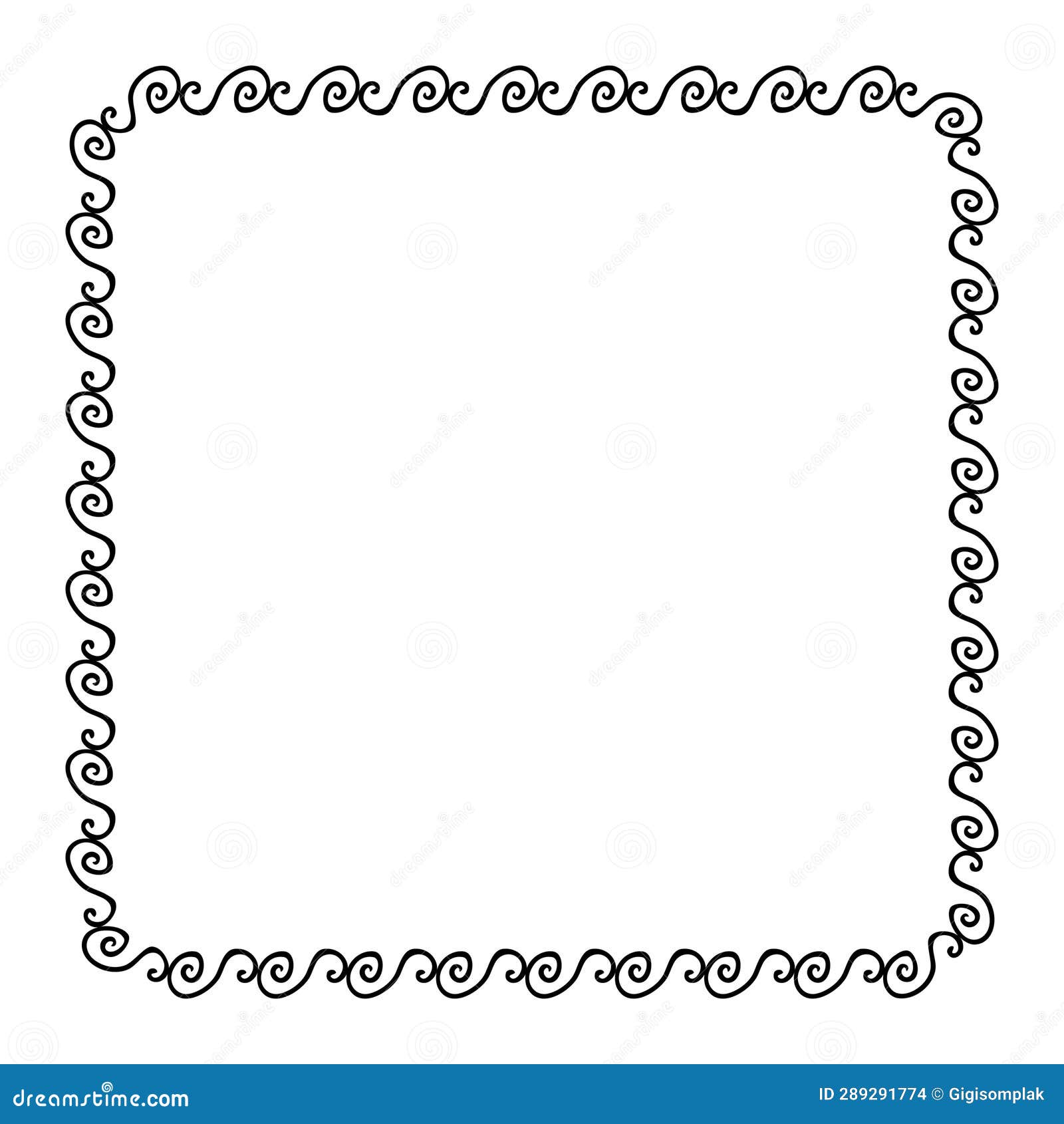 Simple Seamless Vector Square Hand Draw Sketch Floral Border Stock ...