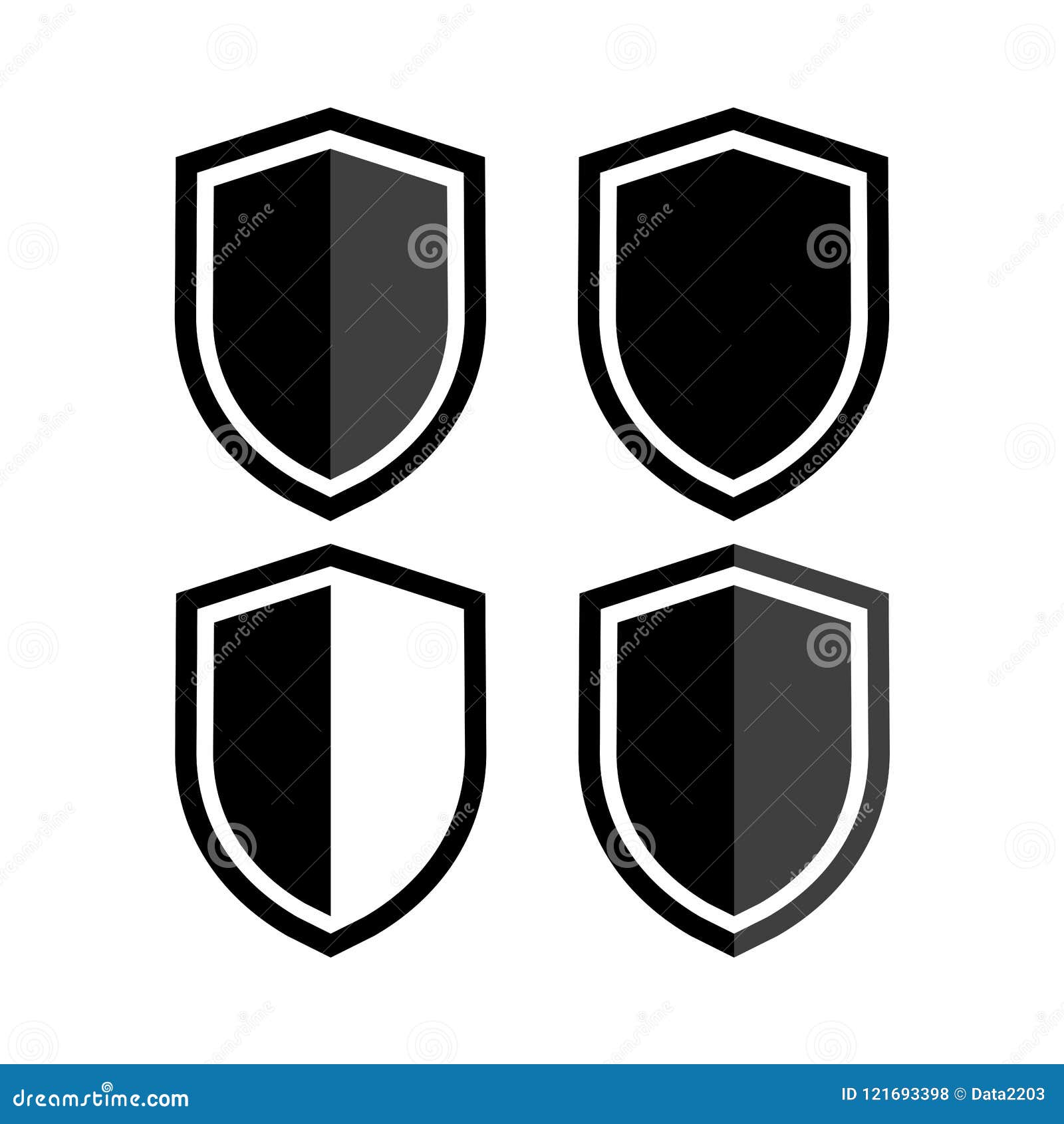 Simple Security Shield Icon Set Stock Vector - Illustration of flat ...