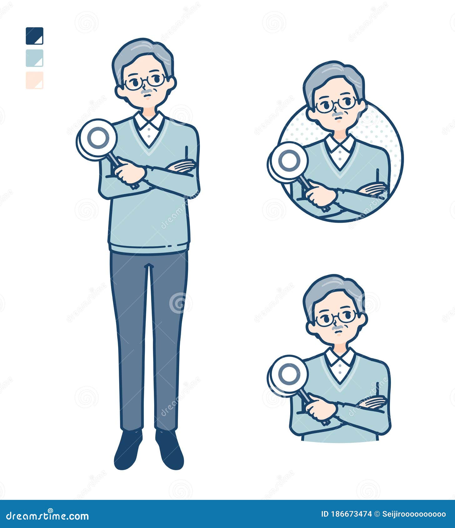 Simple Senior Man_Think-answer Stock Vector - Illustration of cute ...
