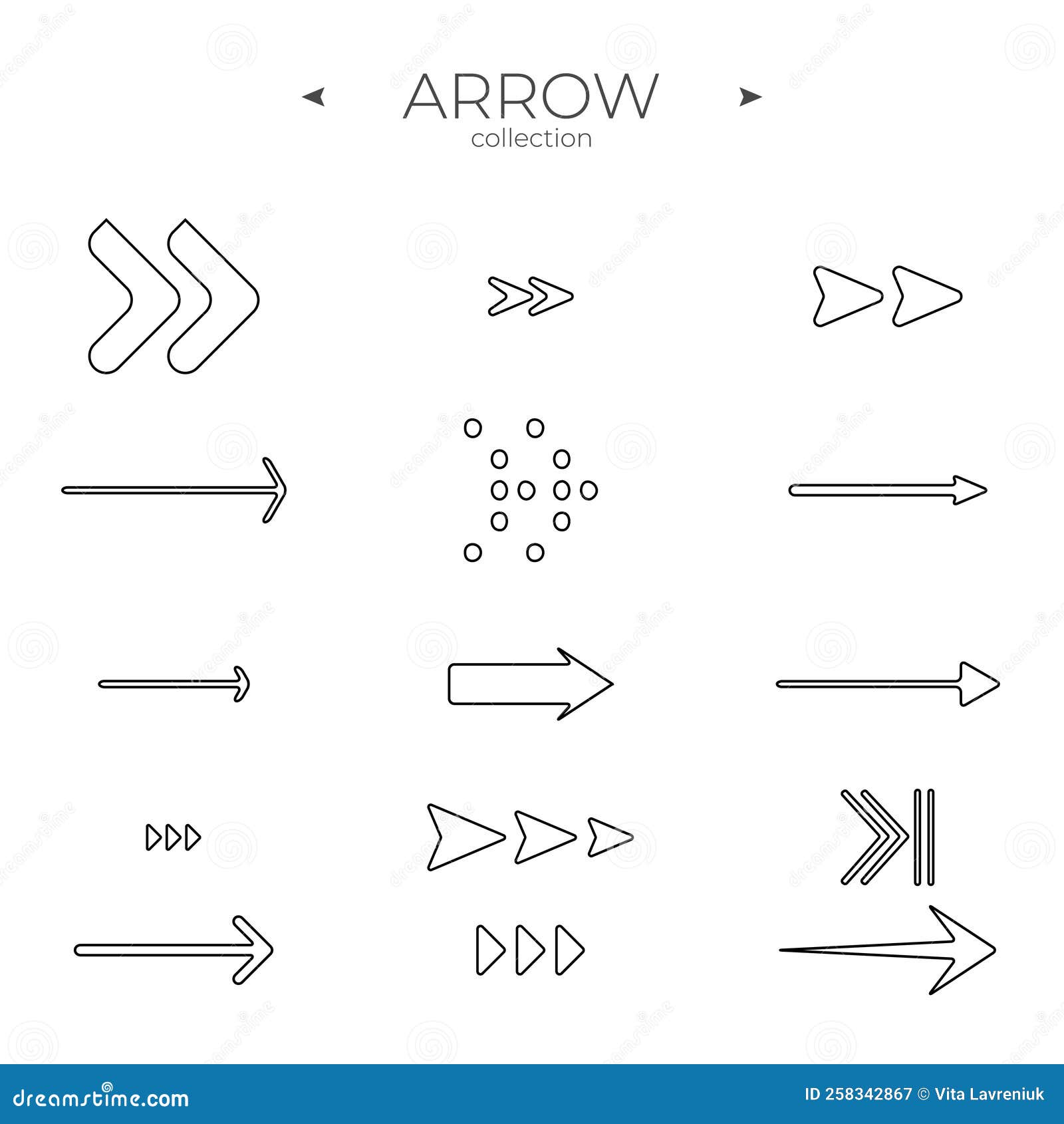 Line Arrow Icon Set. Line Icons Collection. Modern Vector Symbols. Stock Illustration ...