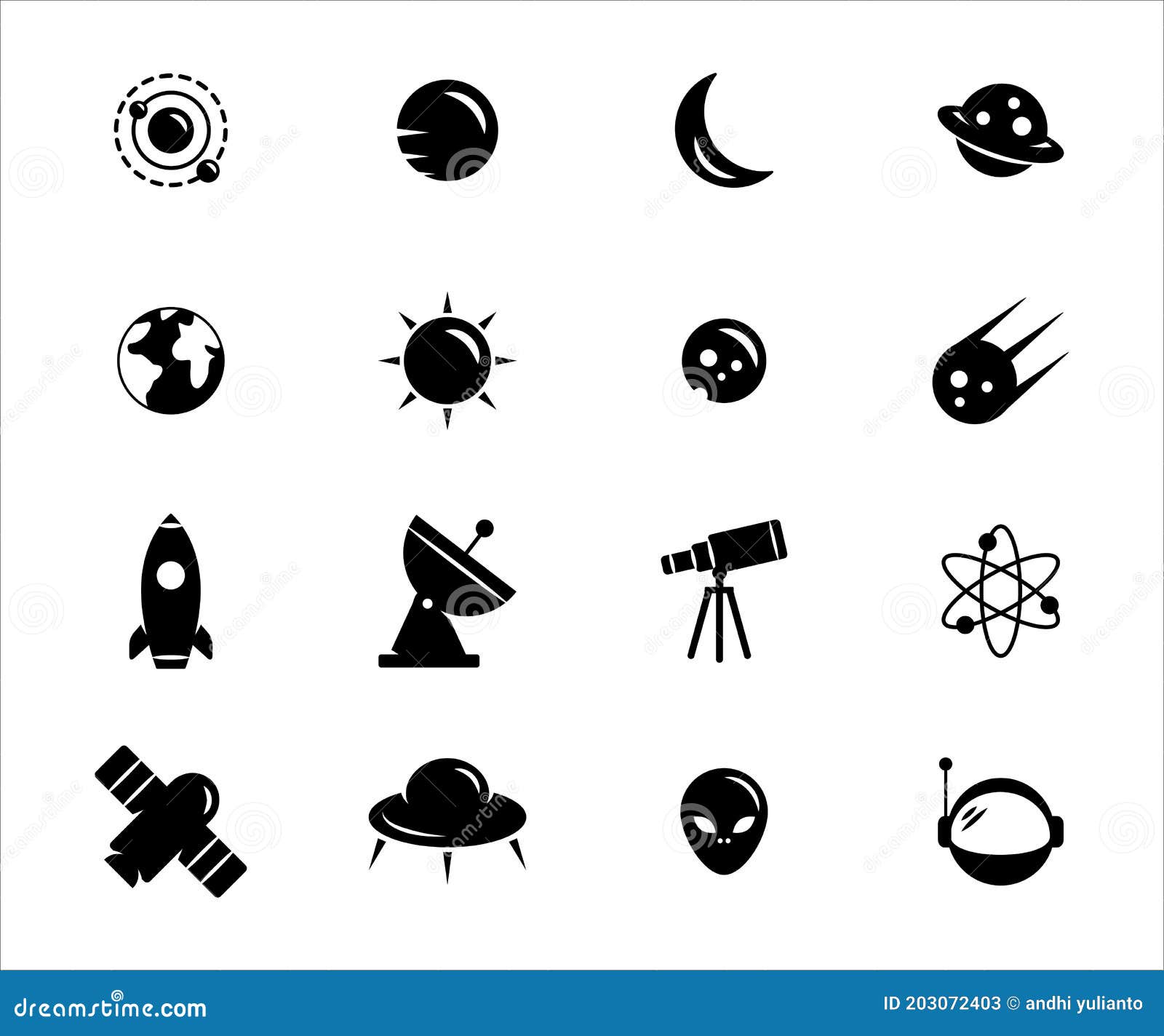 Simple Set of Astronomy Outer Space Related Vector Icon Black Solid ...