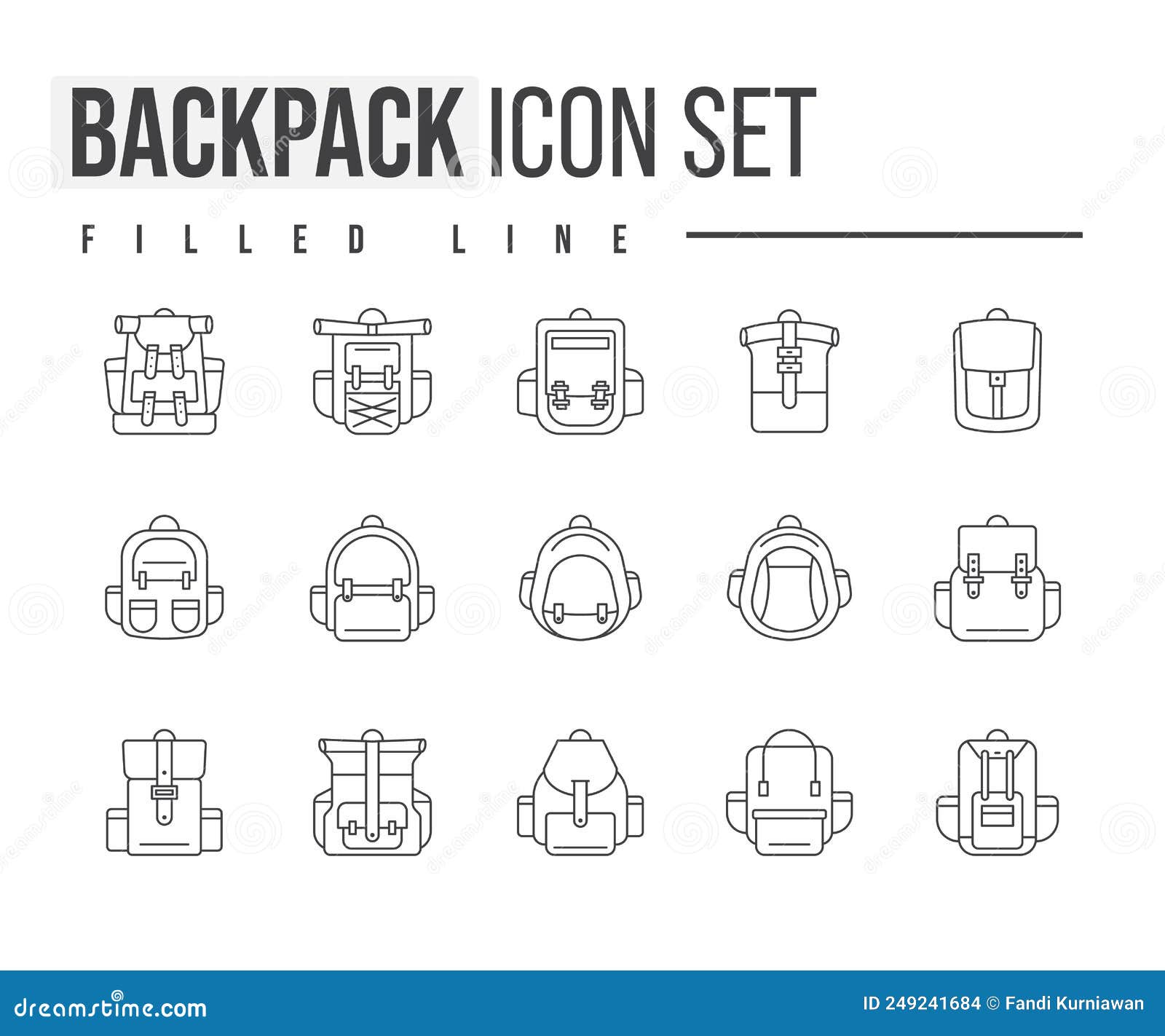 Simple Set of Backpack Related Vector Line Icons. Linear Style Sign for ...