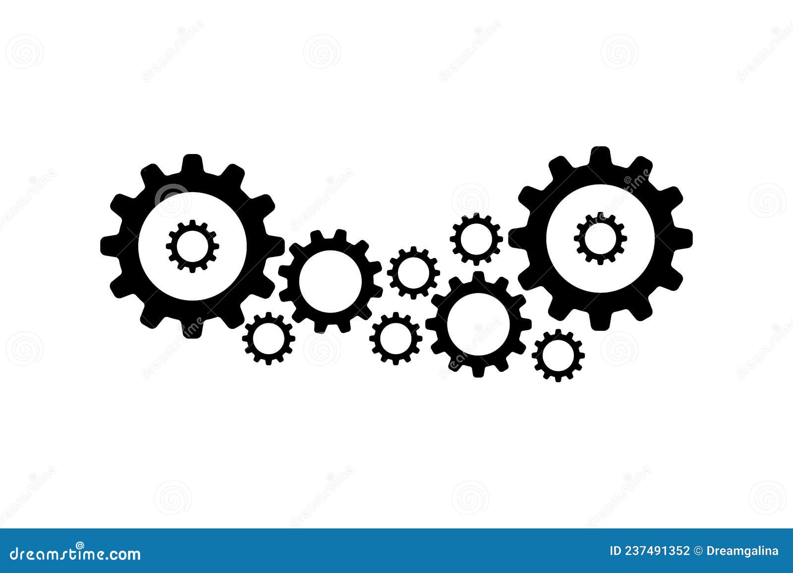 Simple Set of Black Gears and Cogs Stock Vector - Illustration of icon ...
