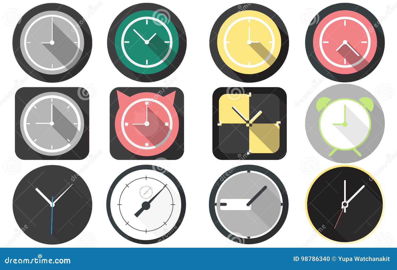 Simple Set of Clock Vector Icons. Stock Illustration - Illustration of ...