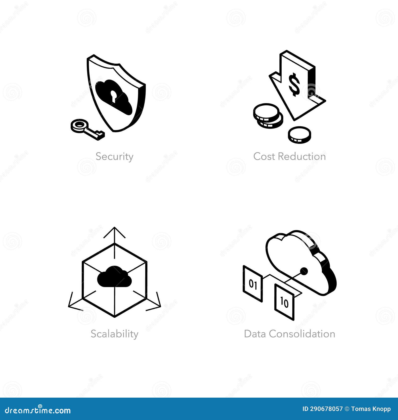 Simple Set of Cloud Analytics Icons Stock Vector - Illustration of ...