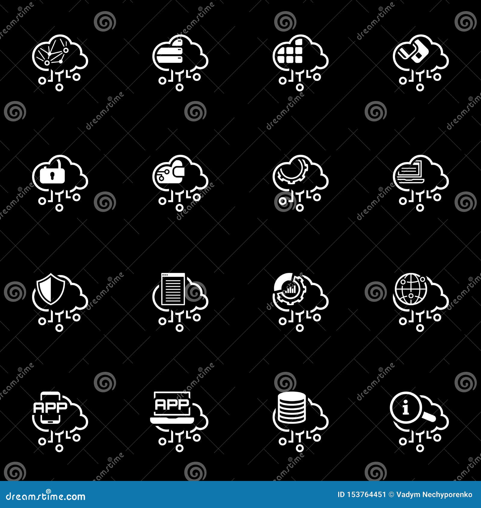 Simple Set of Cloud Computing Related Vector Line Icons Stock Vector - Illustration of network ...