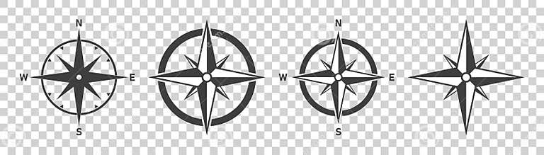Simple Set of Compass Icons. Set of Compass Symbols on White Isolate ...