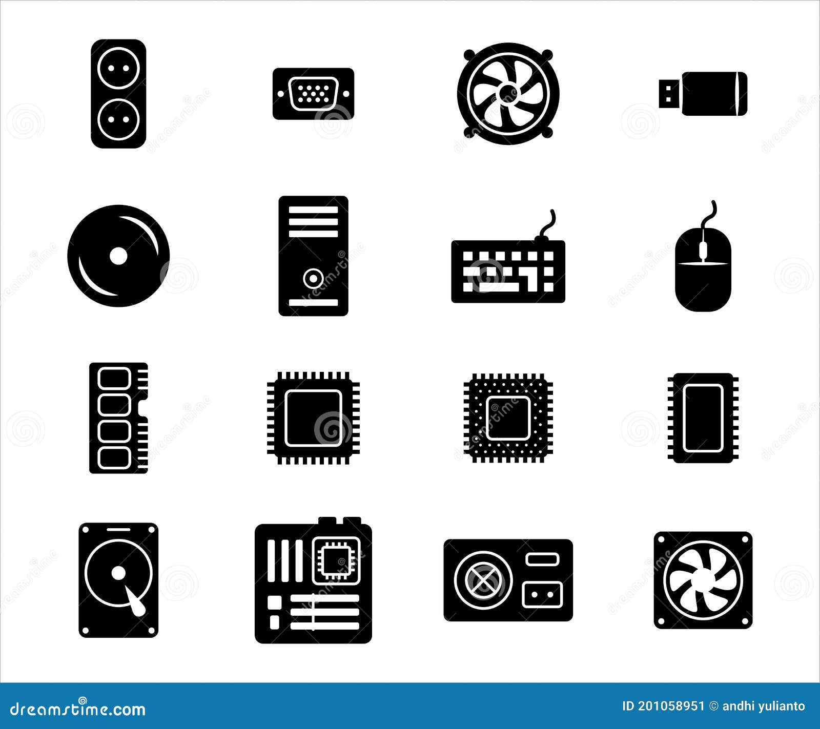 Simple Set of Computer Component and Peripheral Related Vector Icon ...