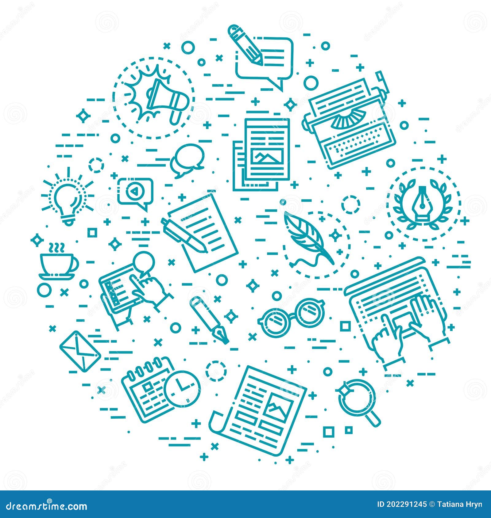 Simple Set of Copywriting Related Vector Line Icons Stock Illustration ...