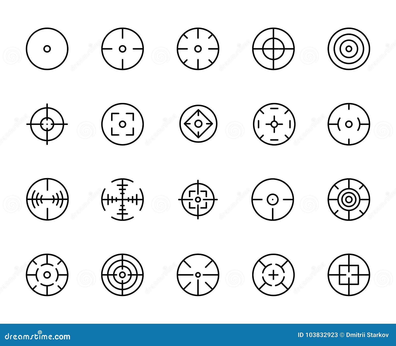 Simple Set of Crosshair Related Outline Icons. Stock Vector ...