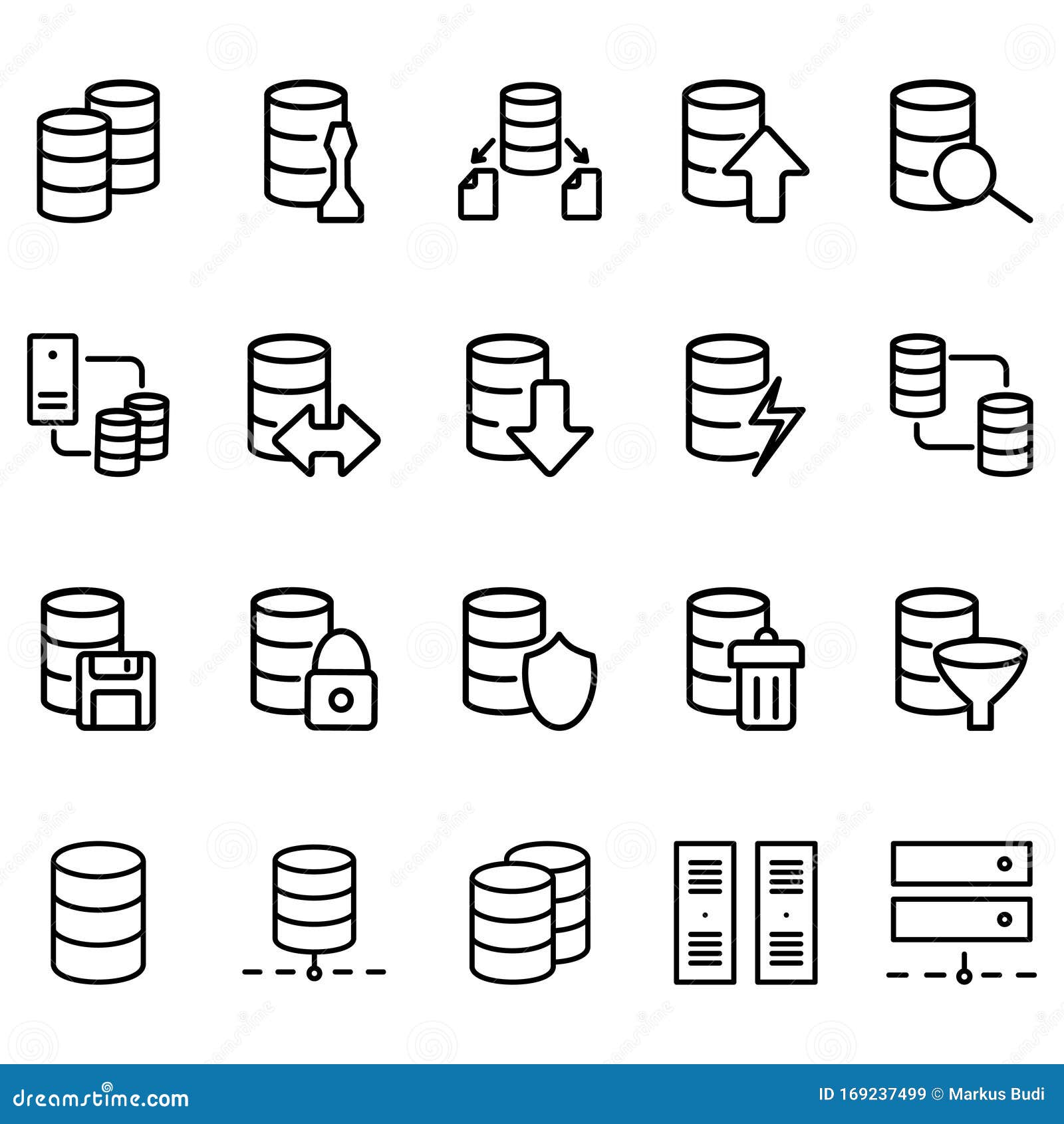 Simple Set of Database Related Line Icons. Stock Vector - Illustration ...