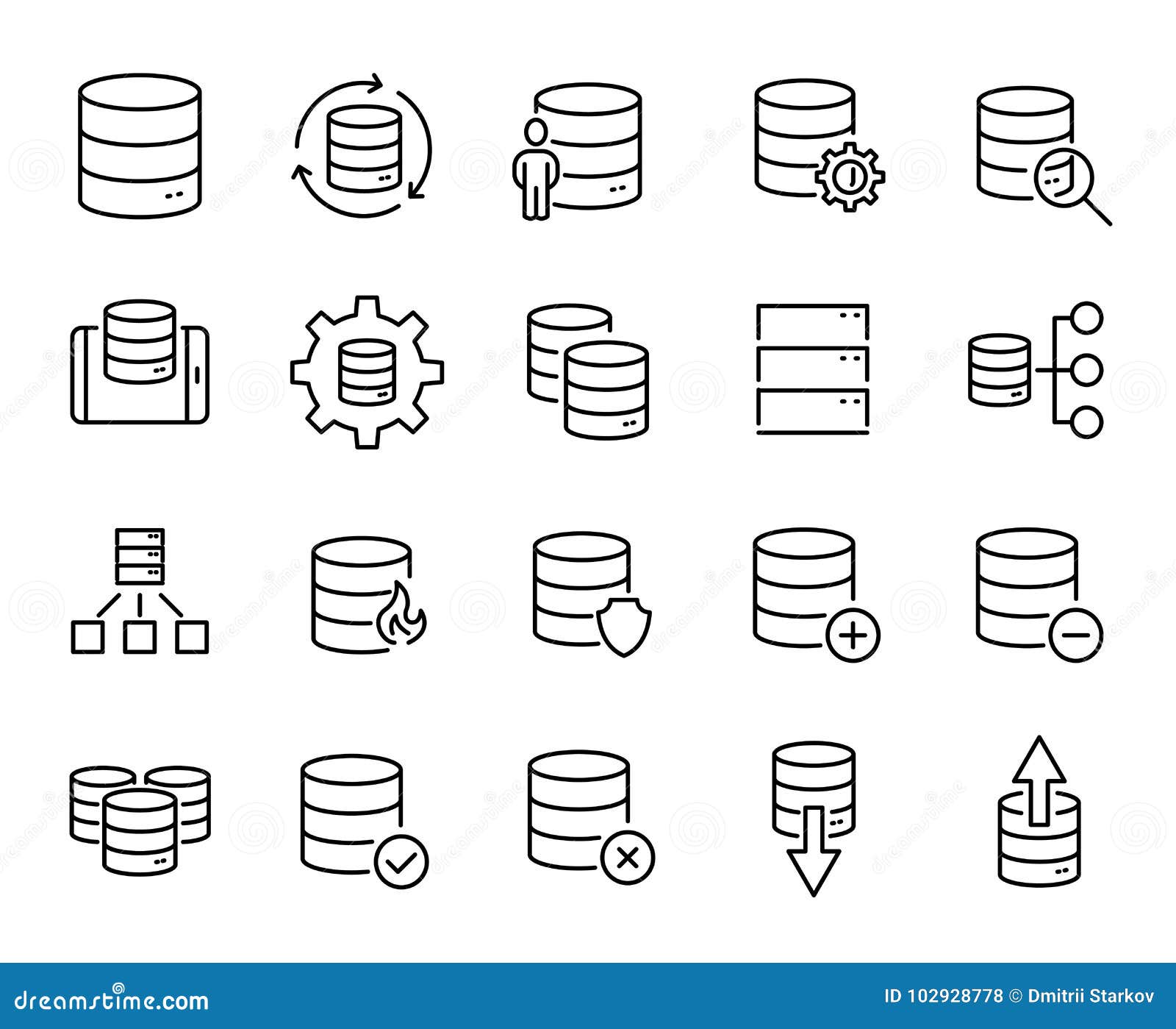 Simple Set of Database Related Outline Icons. Stock Vector ...