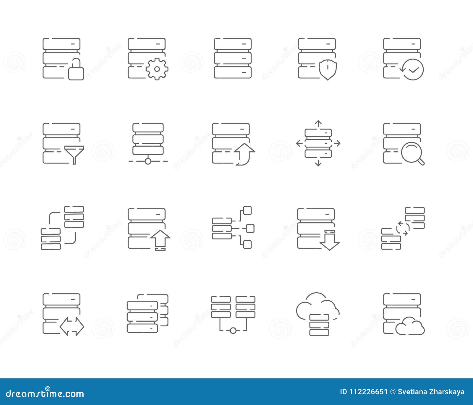 Simple Set of Database Related Vector Line Web Icons Stock Vector ...