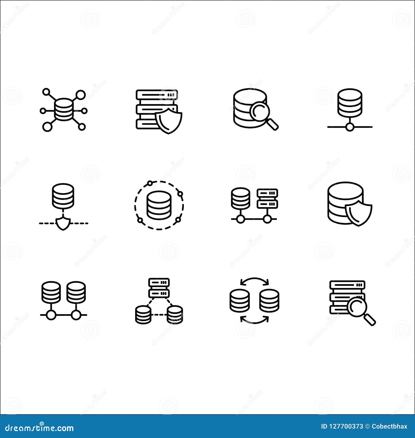 Simple Set Databases Vector Line Icon. Contains Such Icons Server ...