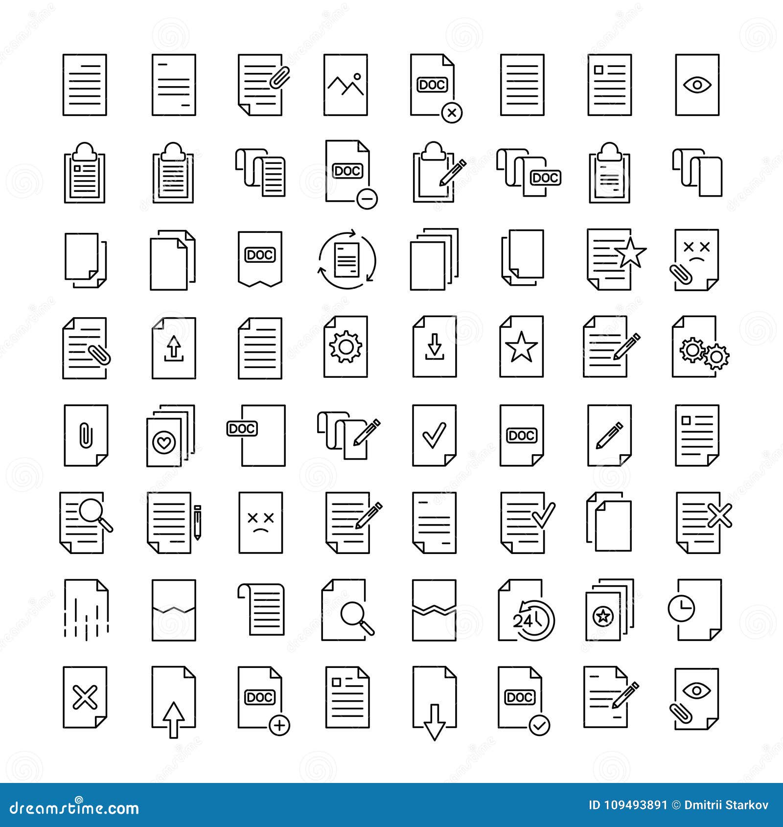 Simple Set of Document Related Outline Icons. Stock Vector ...