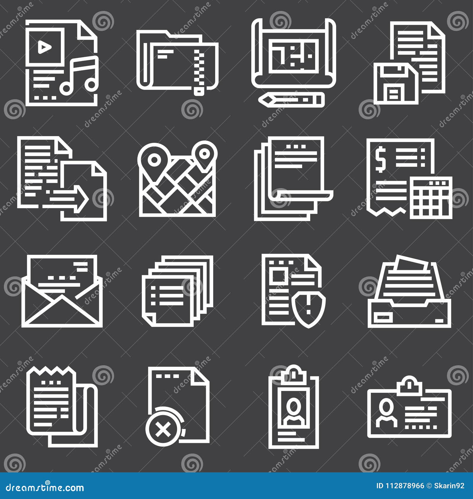 Simple Set of Document Vector Icons Stock Illustration - Illustration ...