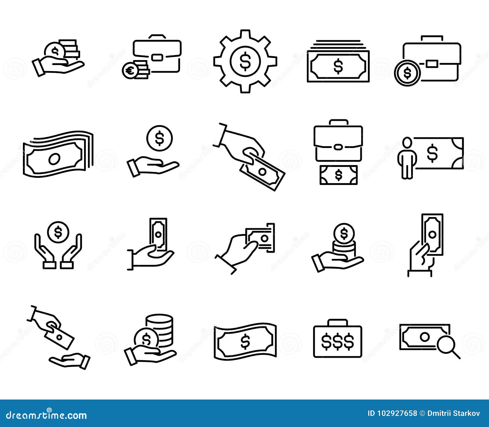 Simple Set of Earning Related Outline Icons. Stock Illustration ...