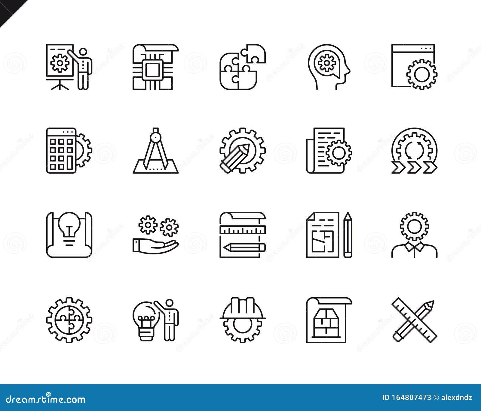Simple Set of Engineering Design Related Vector Line Icons. Linear ...