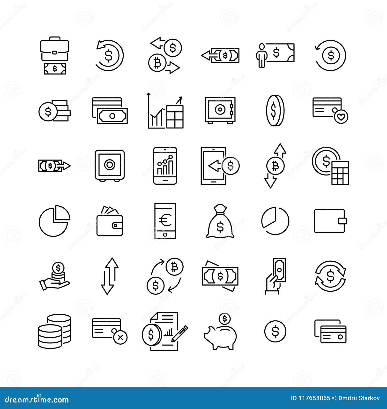 Simple Set of Finance Related Outline Icons. Stock Vector ...