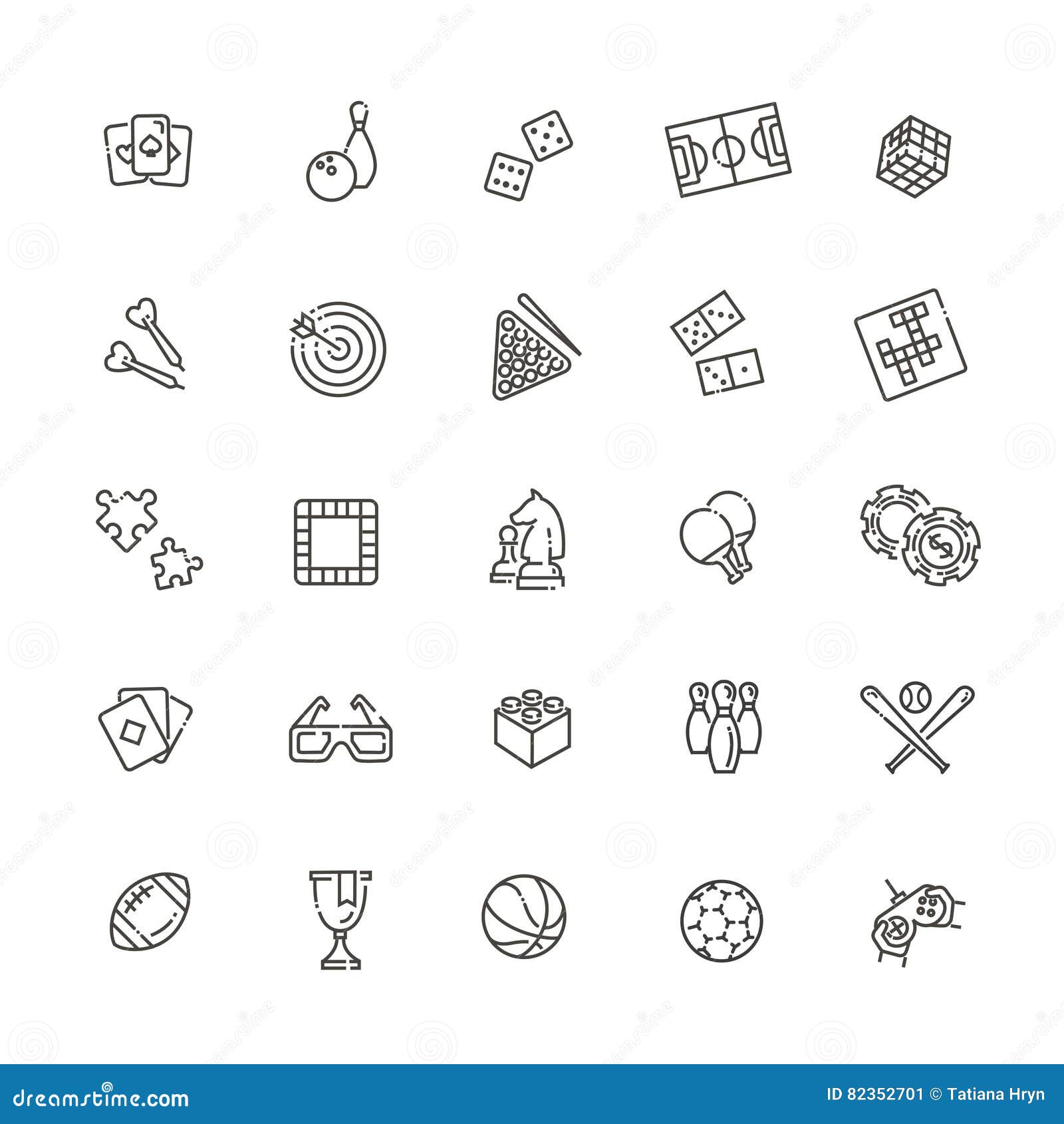 Simple Set of Games Related Vector Line Icons Editorial Photo ...