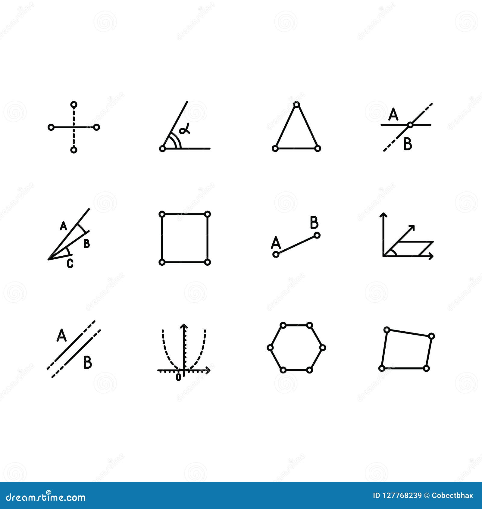 Simple Set Geometric Figures Vector Line Icon. Contains Such Angle ...