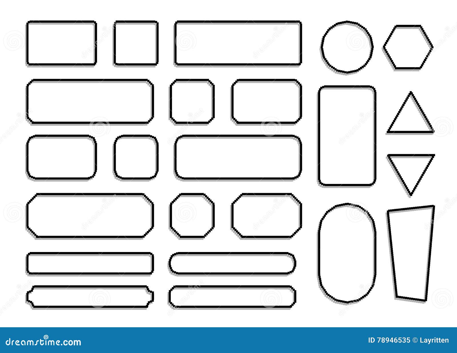 Simple Set of Geometric Shapes in the Style Pixel Art Stock Vector ...