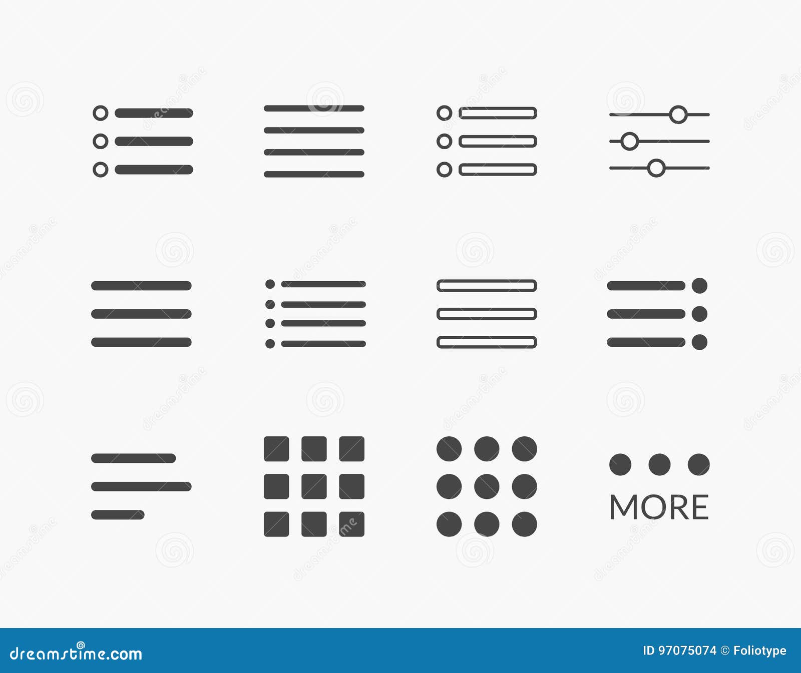 Simple Set of Hamburger Menu Thin Line Icons Stock Vector ...