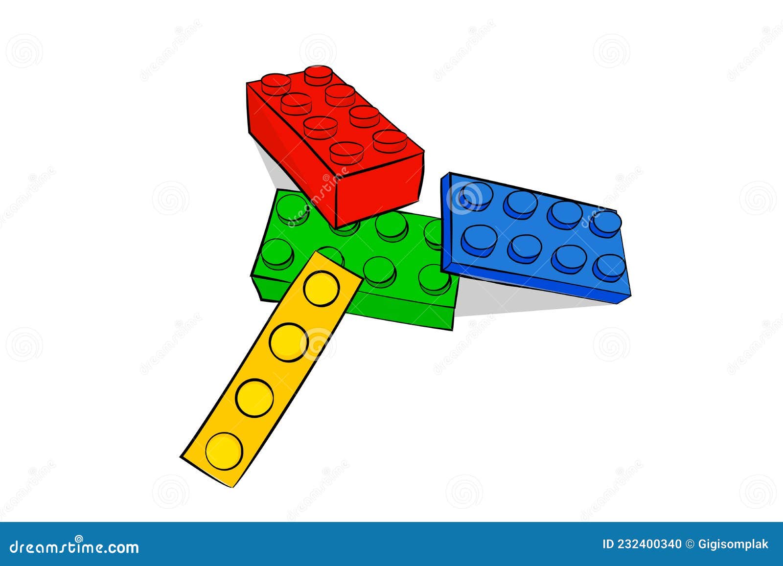 Simple Set of 4 Hand Draw Sketch Vector, Random Position Stack Brick ...