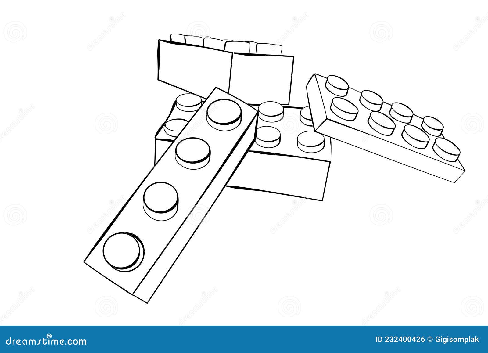 Simple Set of 4 Hand Draw Sketch Vector, Random Position Stack Brick ...