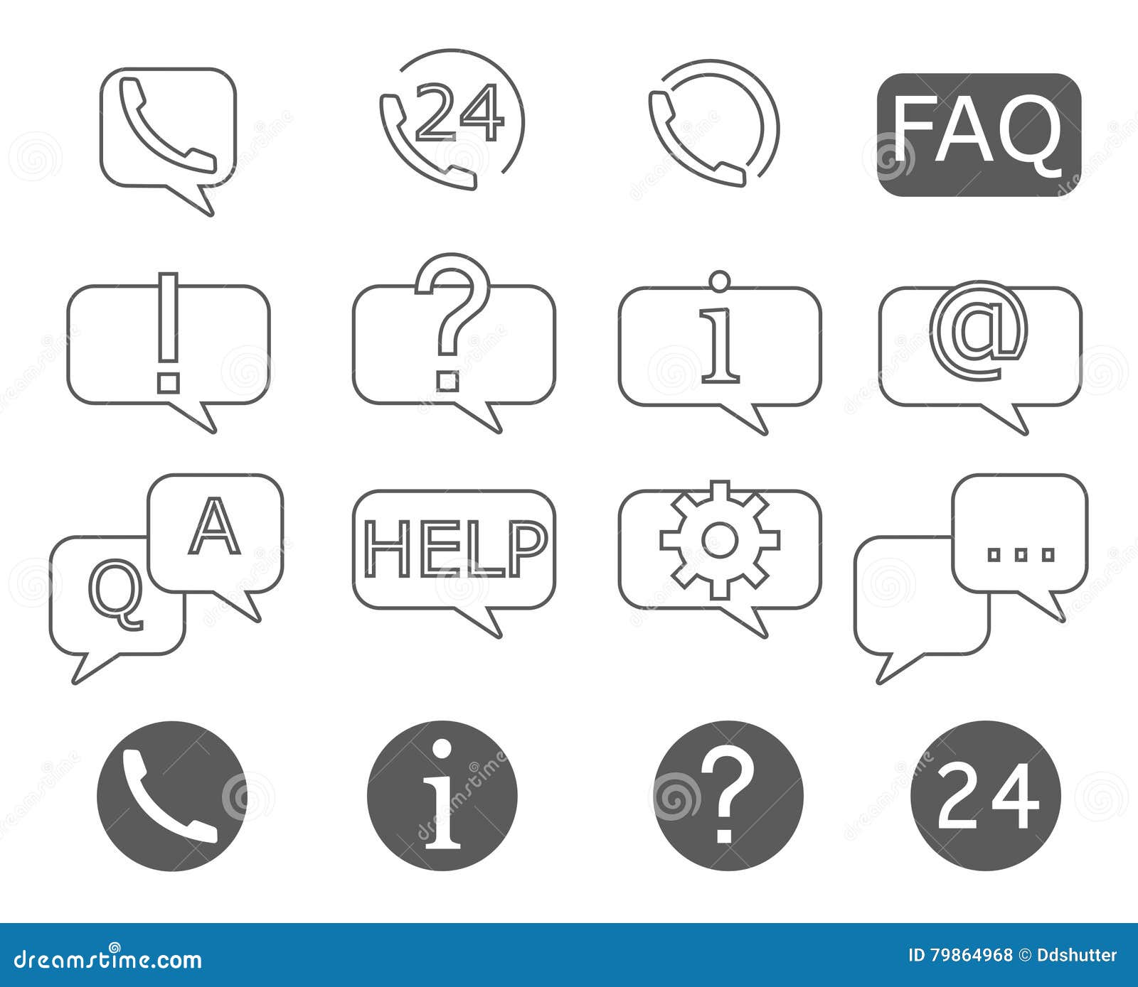 Simple Set of Help and Support Related Vector Line Icons. Stock Vector ...