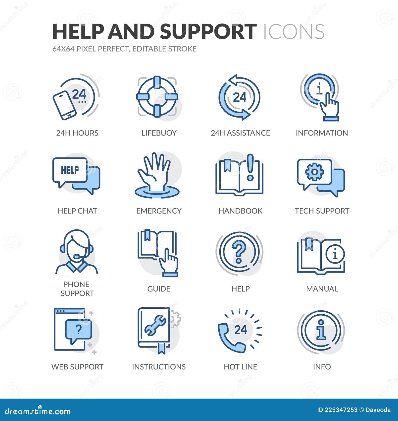 Line Help and Support Icons Stock Vector - Illustration of info ...