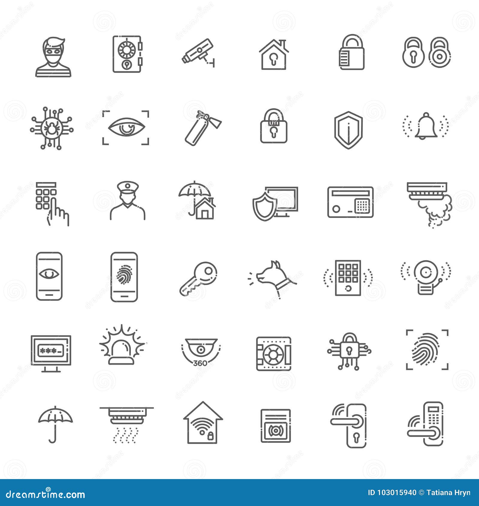 Simple Set of Home Security Related Vector Line Icons Stock Vector ...