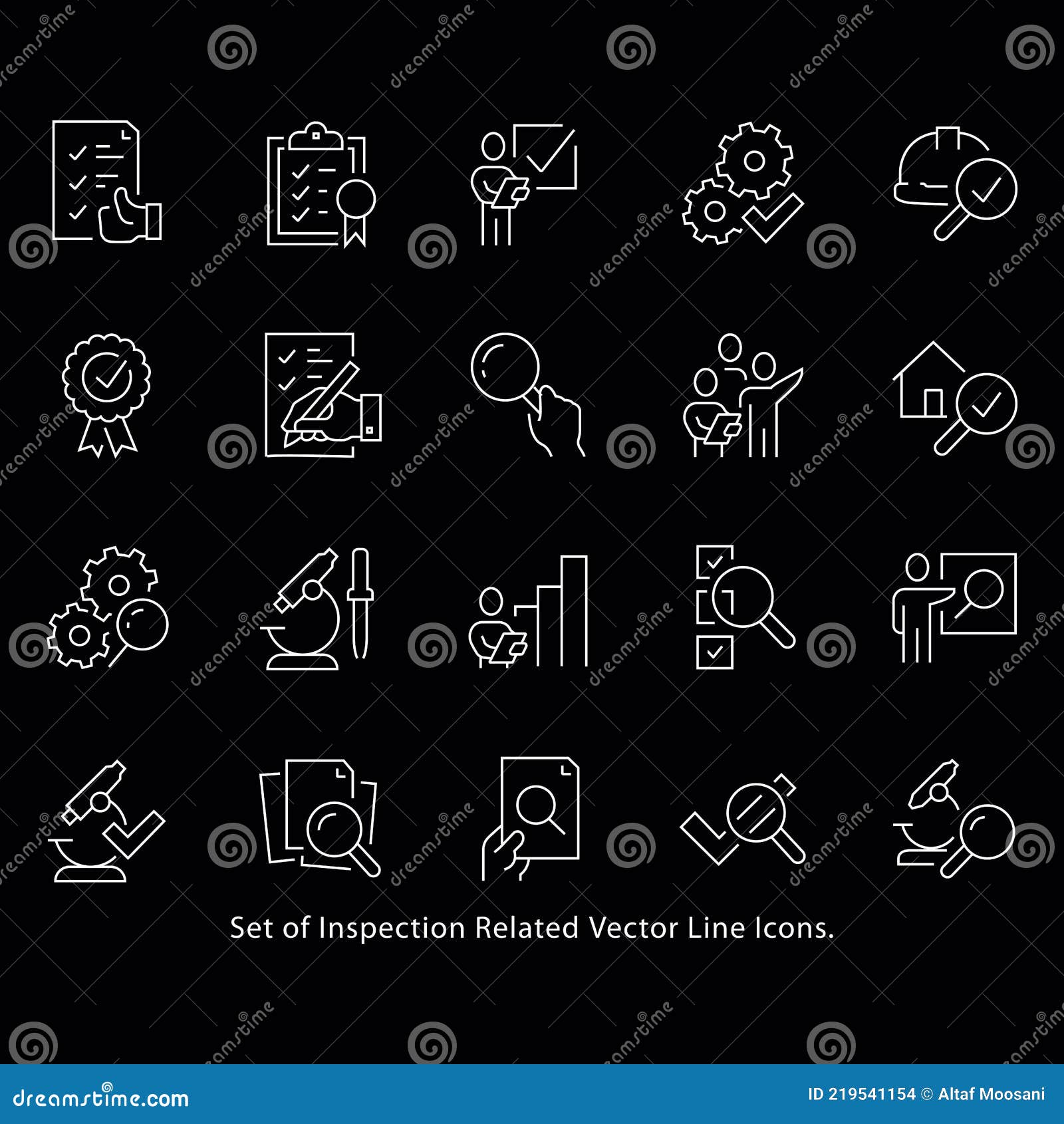 Set of Simple Inspection Related Editable Vector Line Icons Stock ...