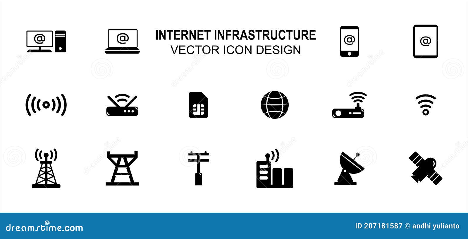 Simple Set of Internet Infrastructure Related Style Vector Icon User ...
