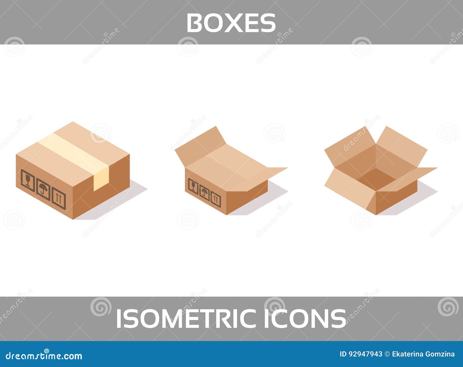 Simple Set OfÂ Isometric Packaging Boxes Vector 3DÂ Icons. Color ...