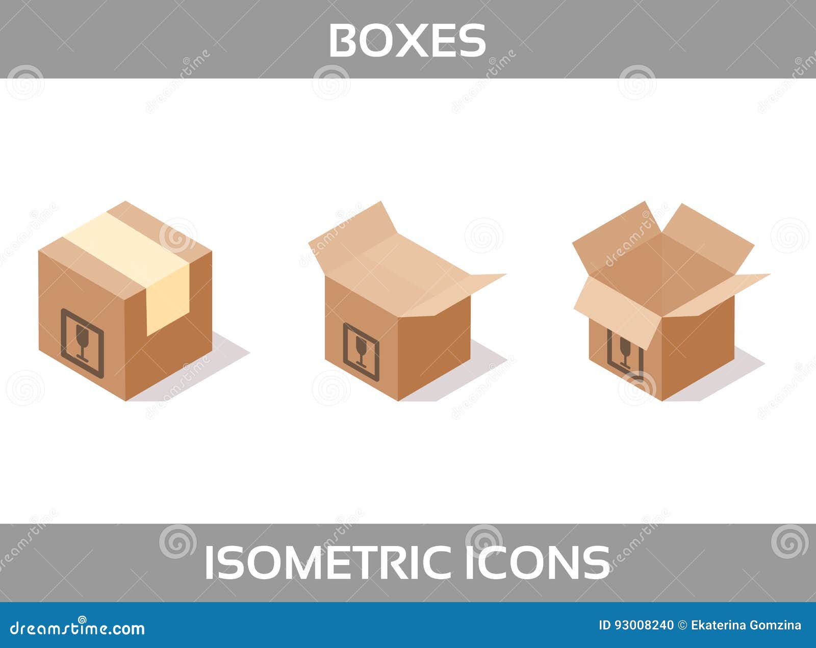 Simple Set OfÂ Isometric Packaging Boxes Vector 3DÂ Icons. Color ...