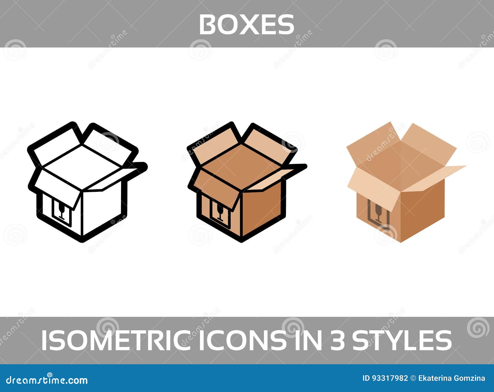 Simple Set OfÂ Isometric Packaging Boxes Vector 3DÂ Icons. Color ...