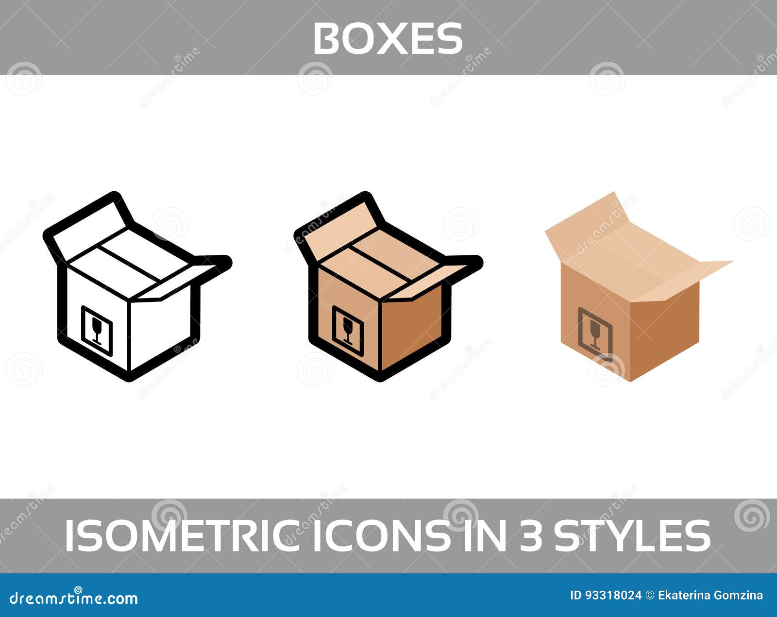 Simple Set OfÂ Isometric Packaging Boxes Vector 3DÂ Icons. Color ...