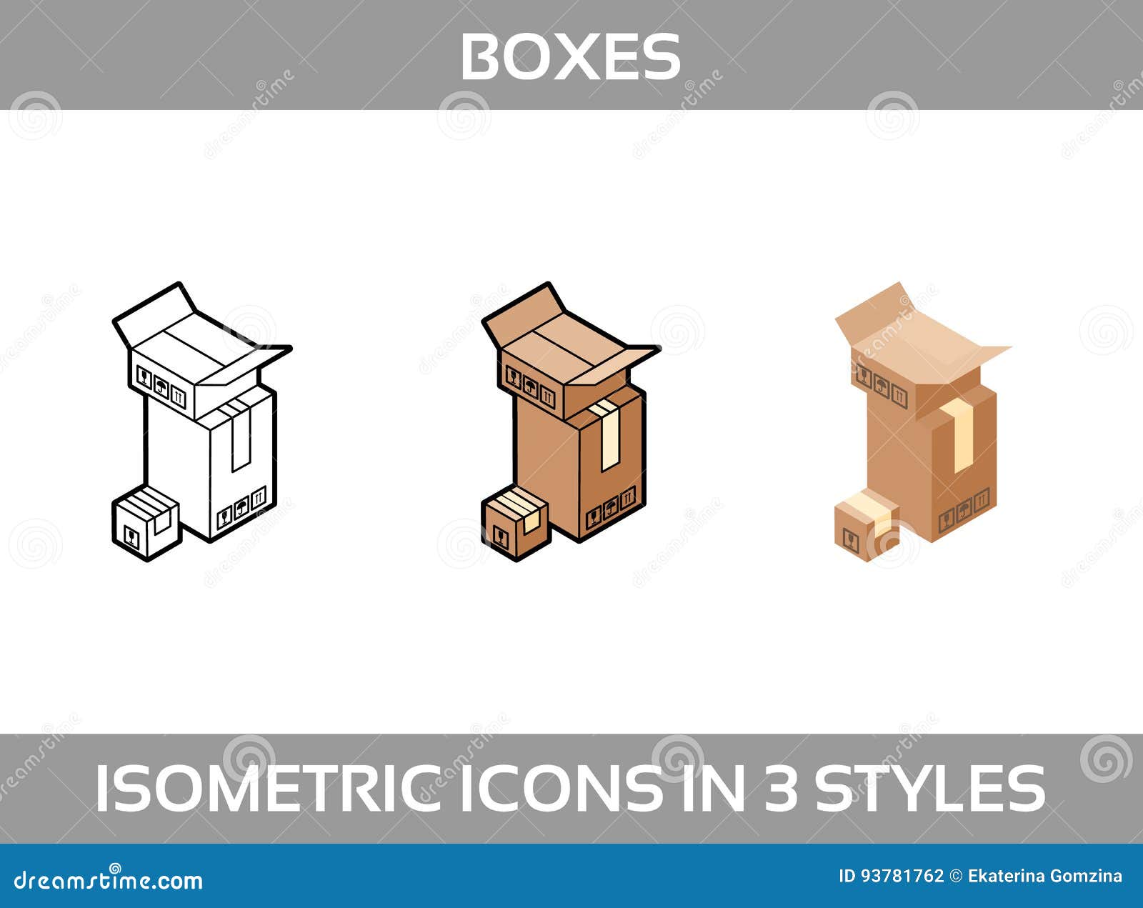 Simple Set OfÂ Isometric Packaging Boxes Vector 3DÂ Icons. Color ...