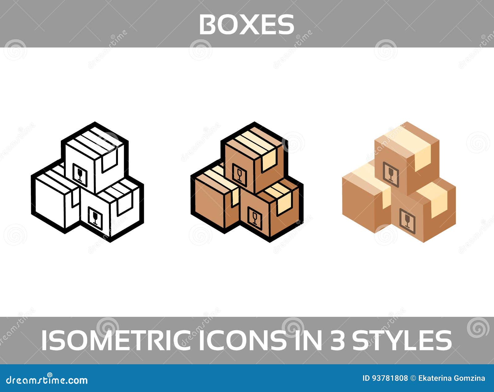 Simple Set OfÂ Isometric Packaging Boxes Vector 3DÂ Icons. Color ...