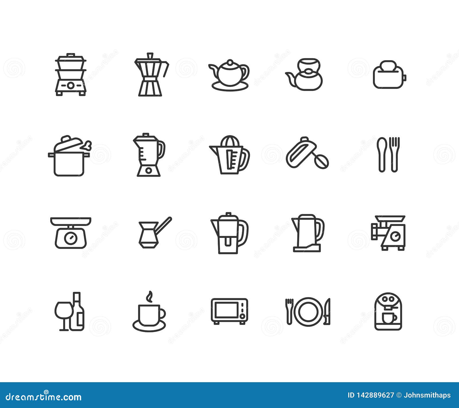 Simple Set of Kitchenware Related Vector Line Icons. Contains Such ...