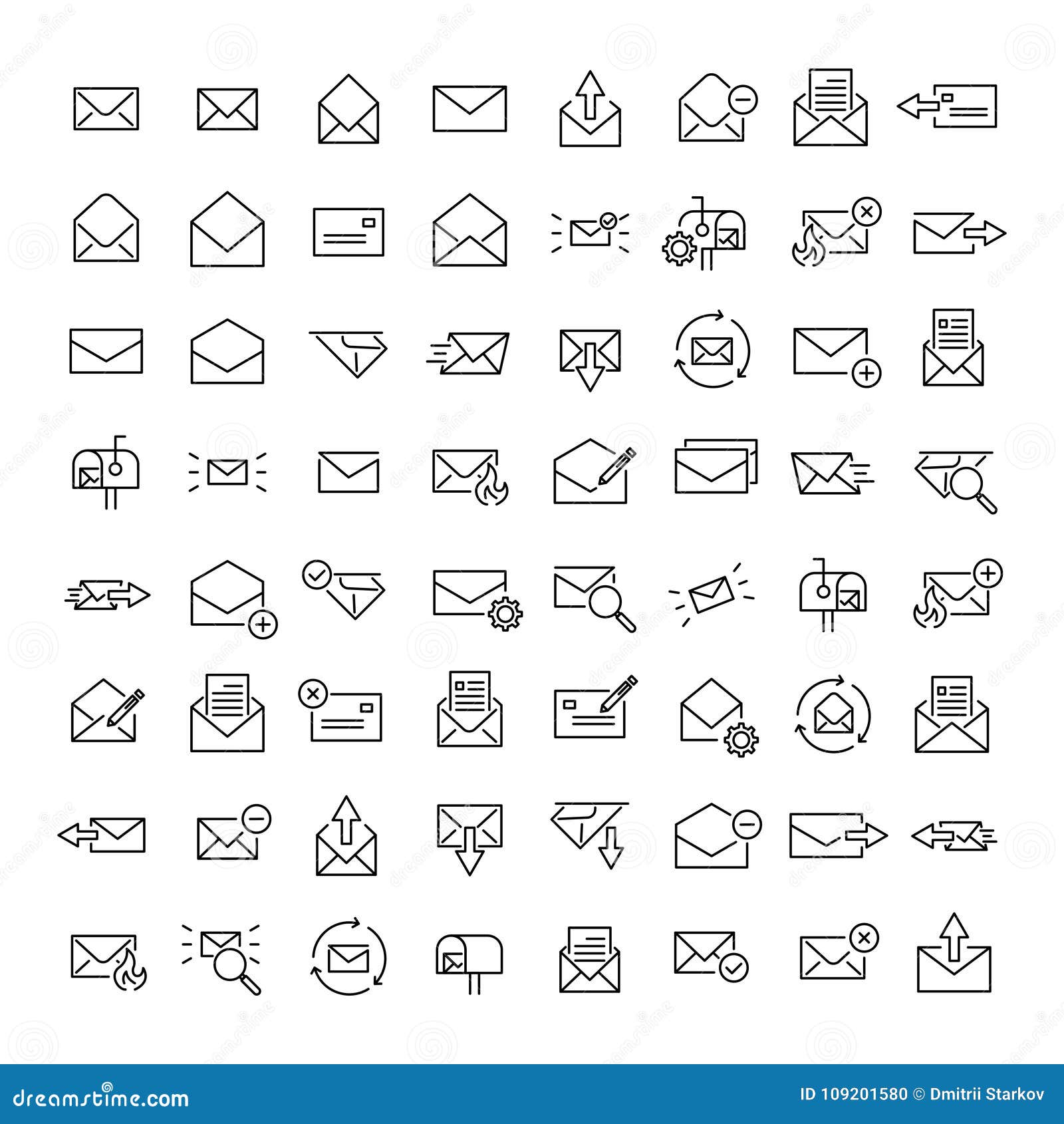 Simple Set of Mail Related Outline Icons. Stock Vector - Illustration ...