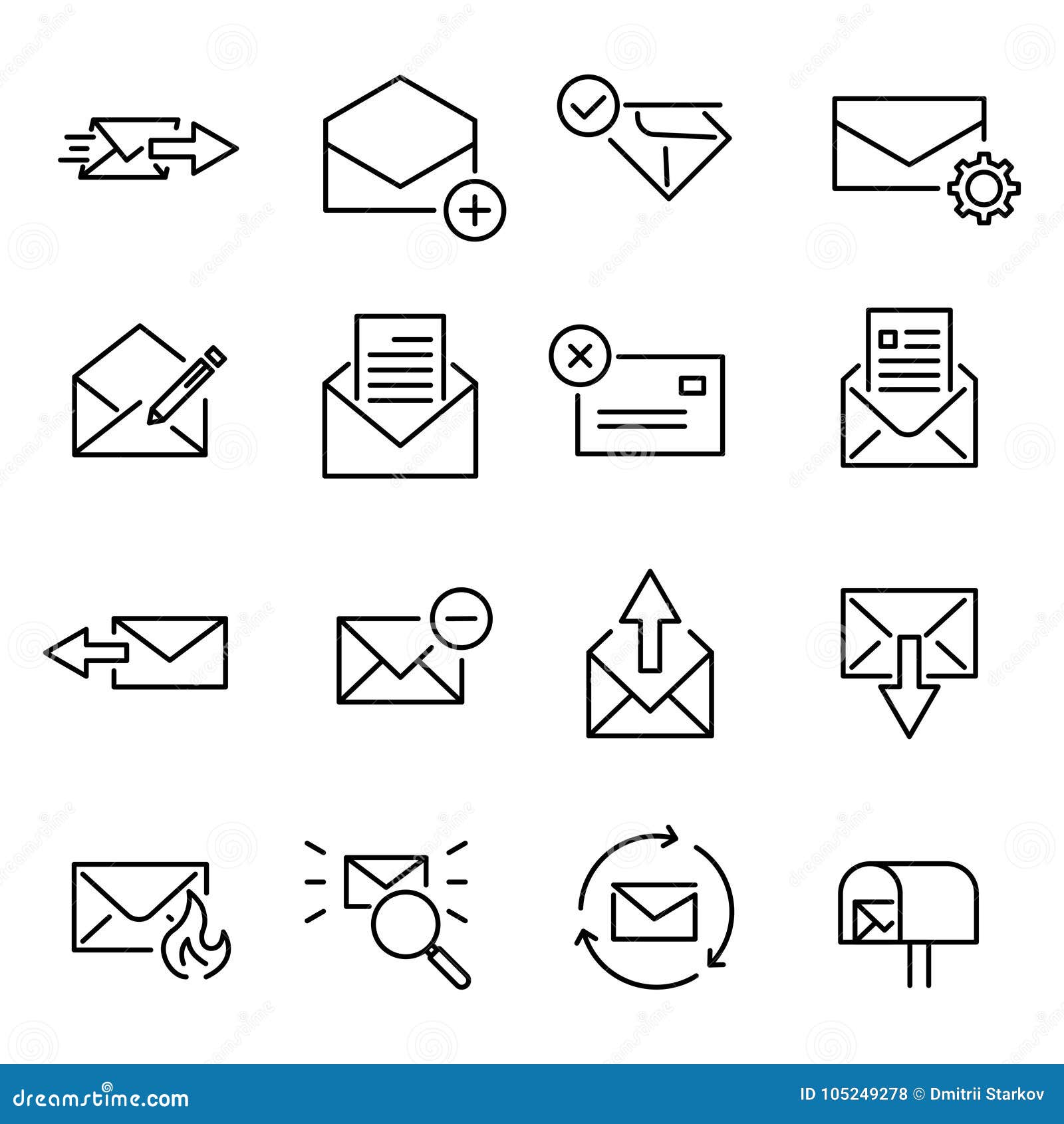 Simple Set of Mail Related Outline Icons. Stock Vector - Illustration ...