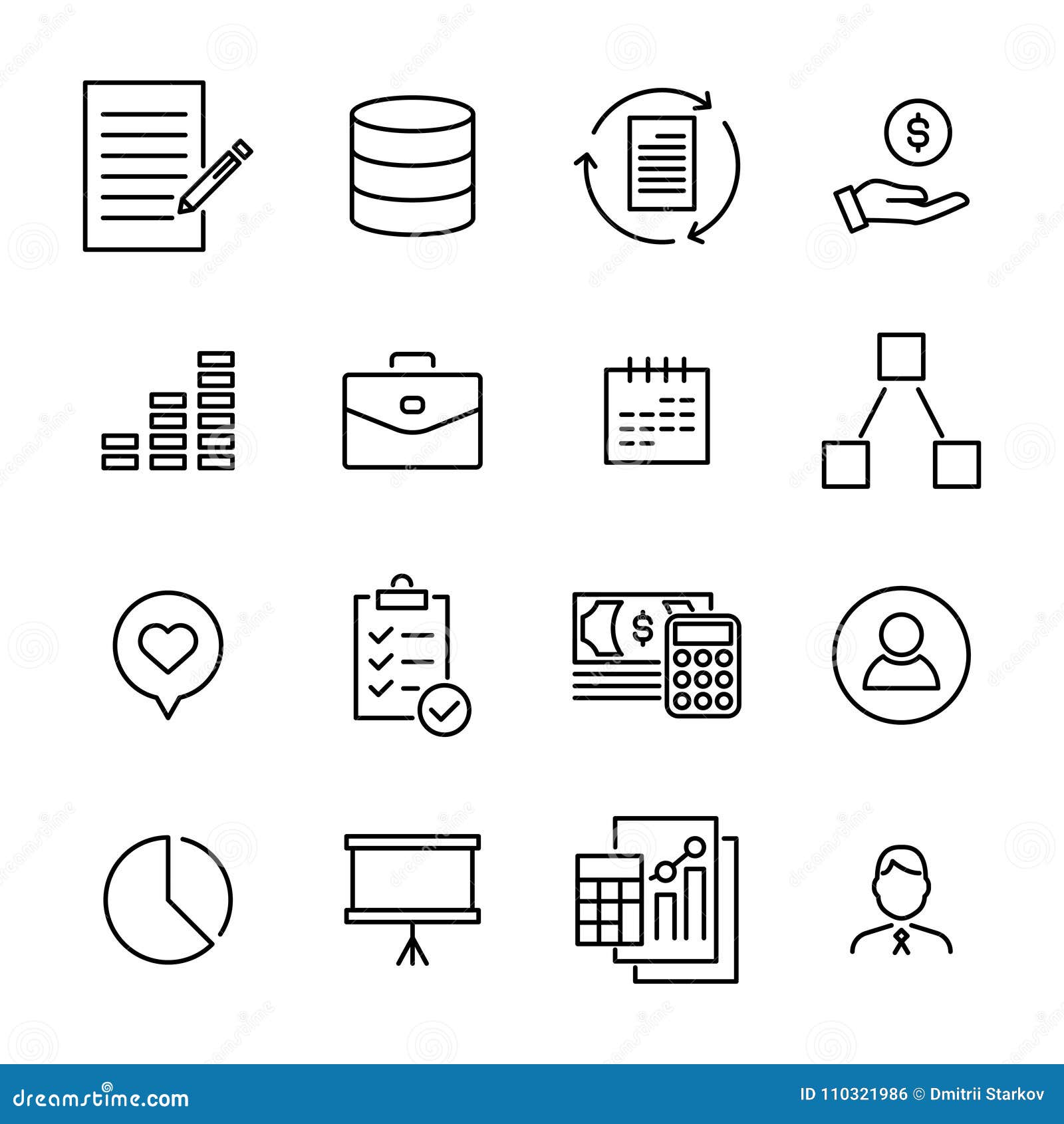 Simple Set of Management Related Outline Icons. Stock Vector ...