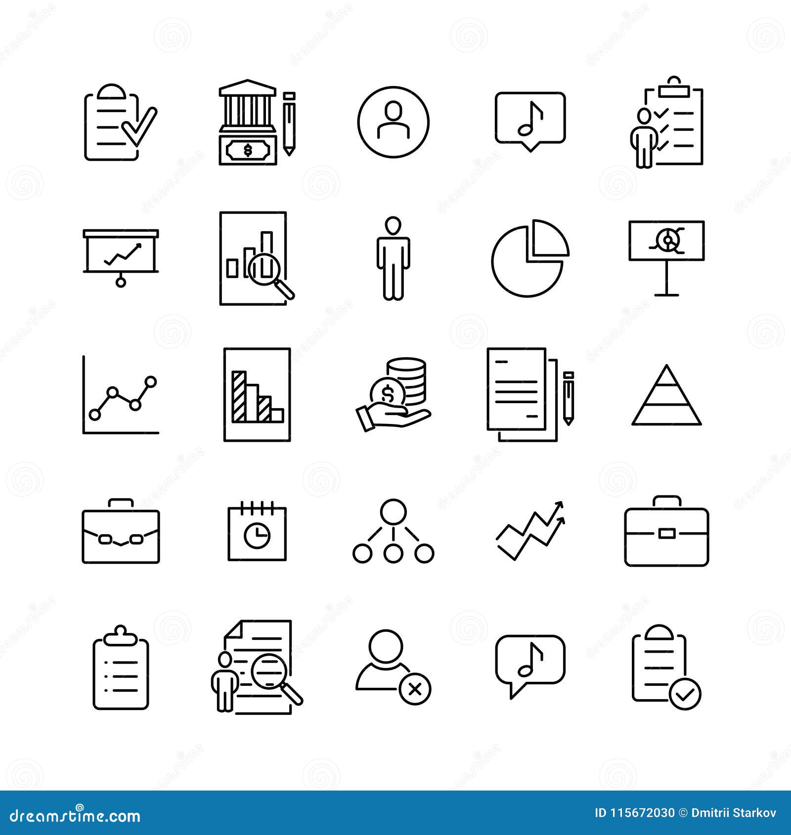 Simple Set of Management Related Outline Icons. Stock Vector ...