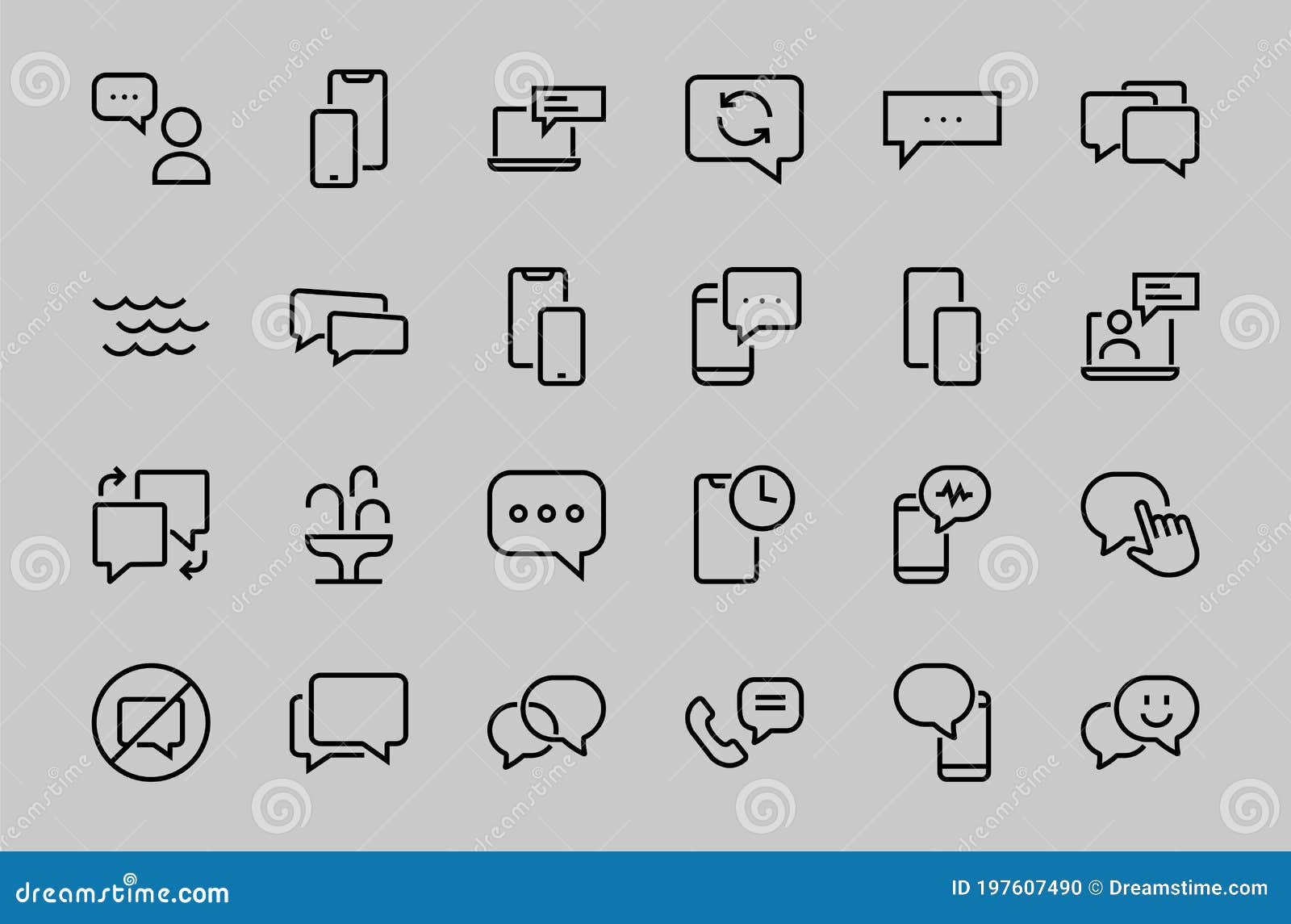Simple Set of Message Line Vector Line Icons. Contains Icons Such As ...