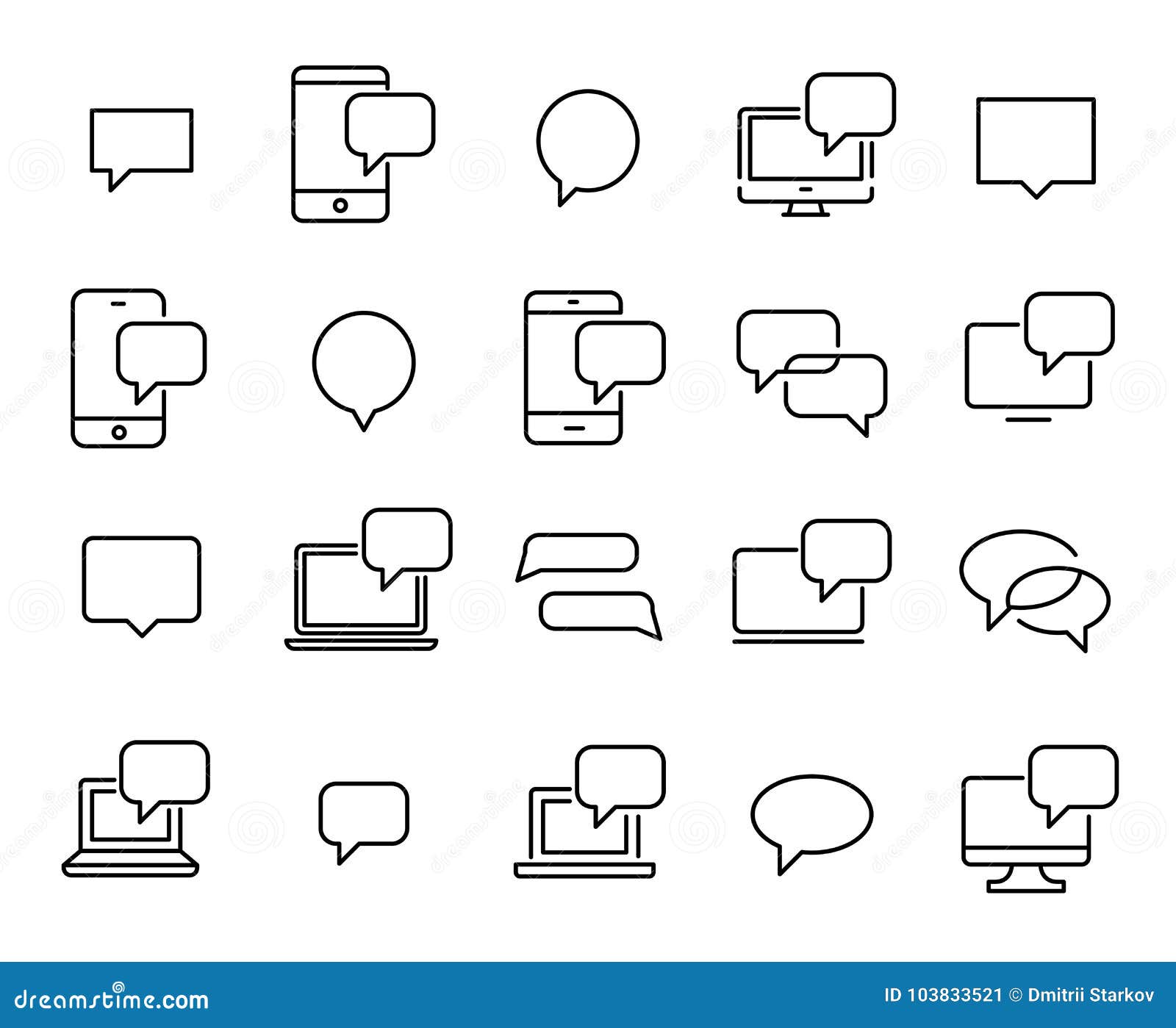 Simple Set of Message Related Outline Icons. Stock Vector ...
